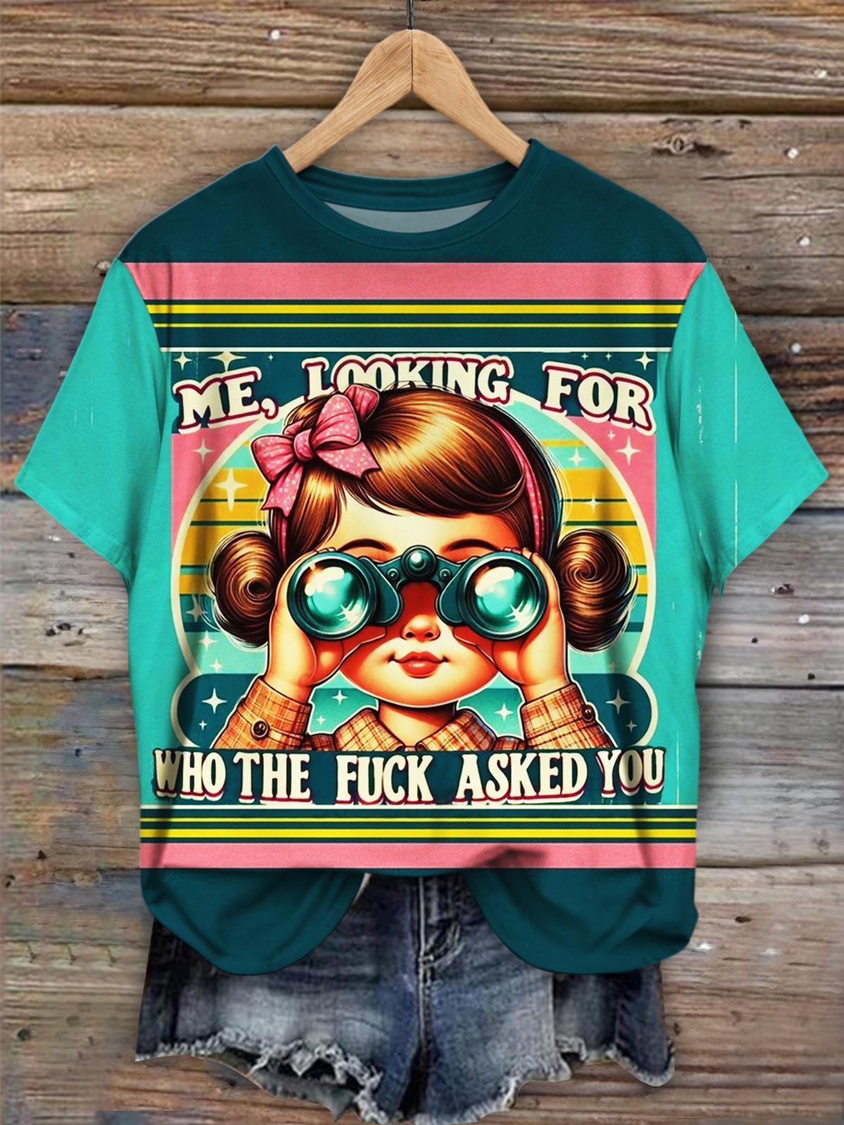 Retro Funny Girls Printed Crew Neck T-shirt – Briteneye